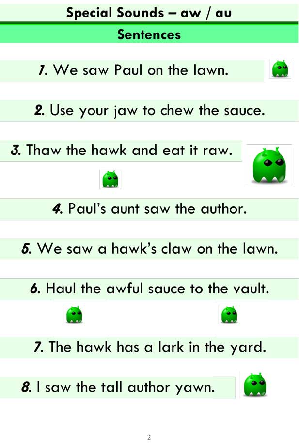 Advanced Phonics aw Au Word List And Sentences Advanced Phonics aw Au Word List And Sentences
